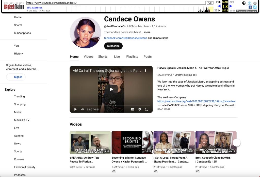 candace owens_youtube_20250313 | Media Matters for America
